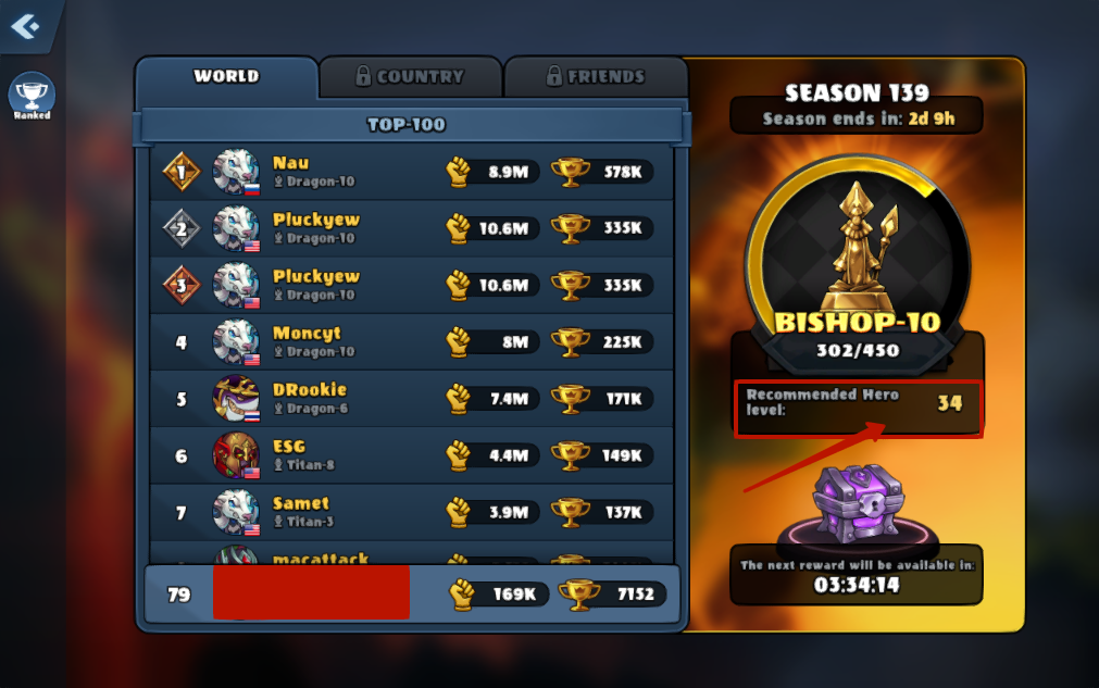 Recommended level – Auto Brawl Chess Support